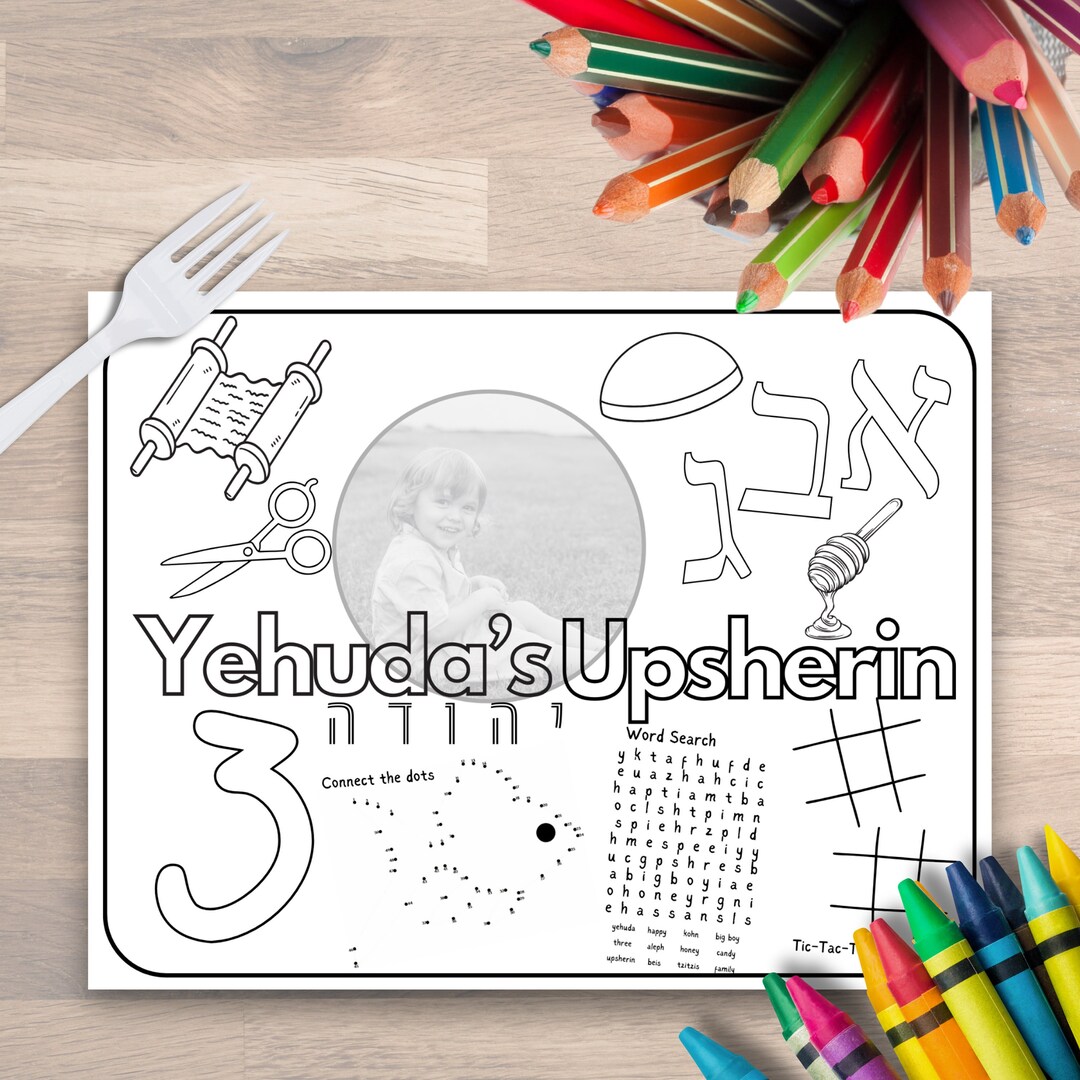 Personalized Upsherin Coloring and Activity Sheet, Coloring+activity ...