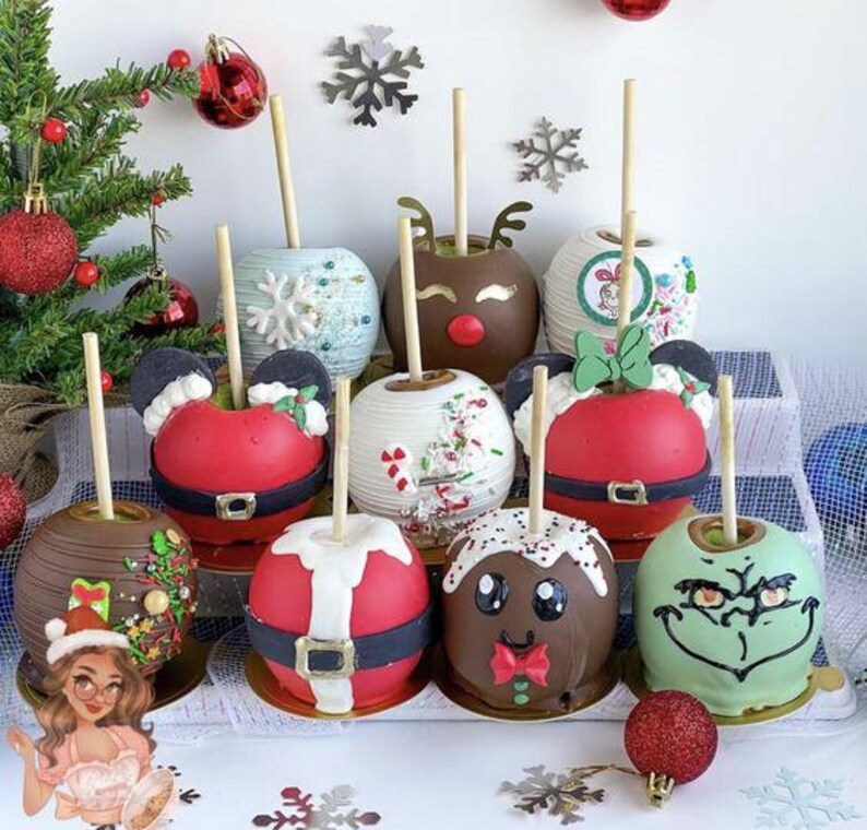 Christmas Chocolate and Caramel Dipped Apples - Etsy