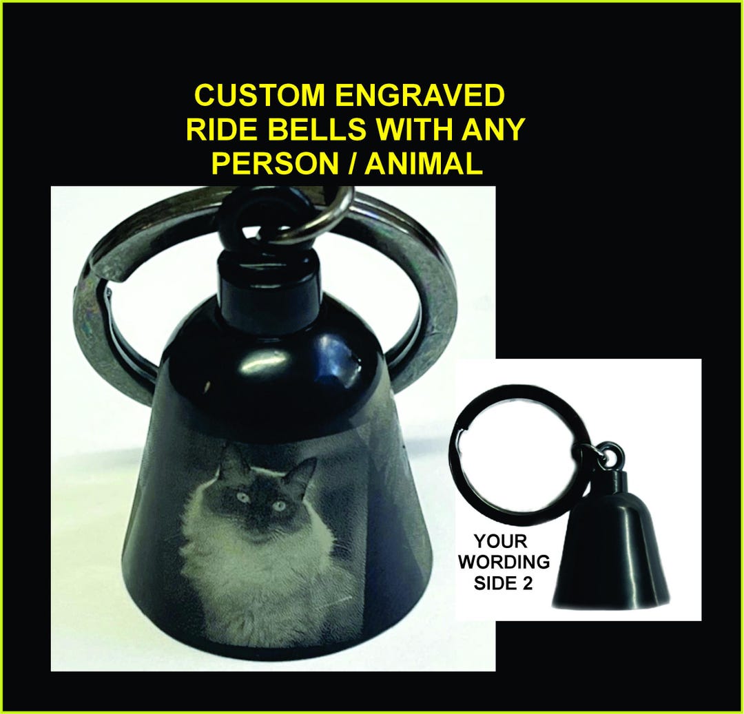 Custom Biker Bell, Gremlin Bell, Photo Engraved With Person or Animal ...