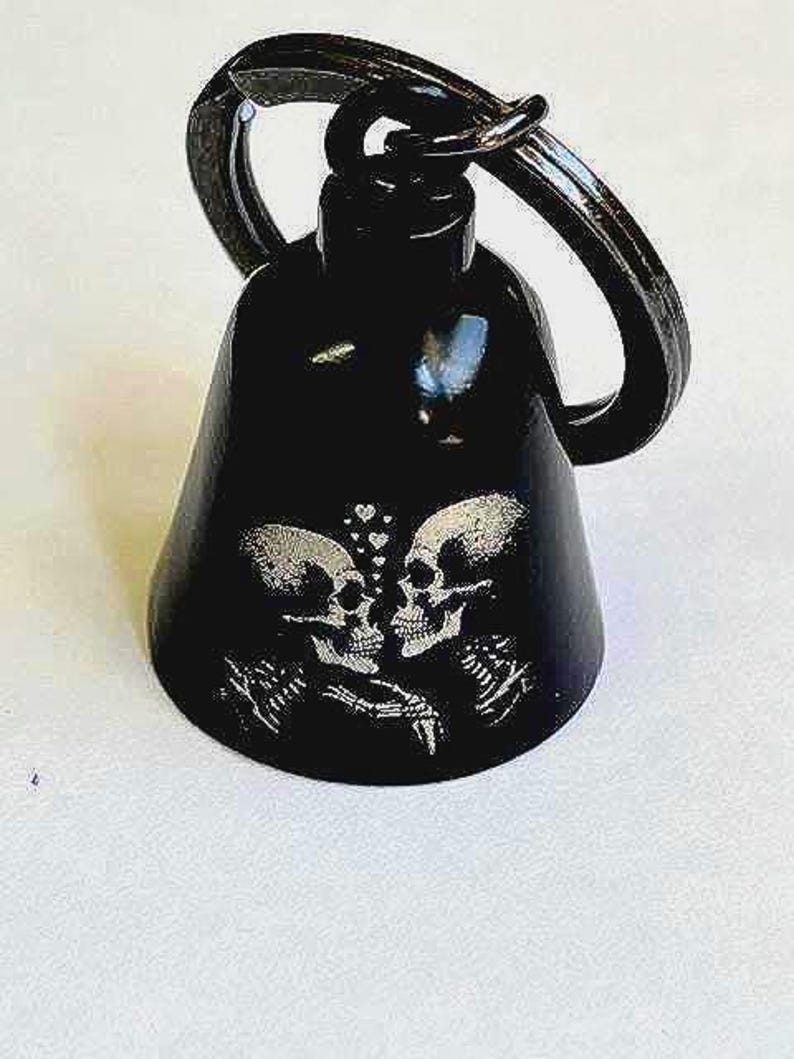 Kissing Skulls Biker Bell: Engraved Gremlin Bell, Custom Wording - Etsy