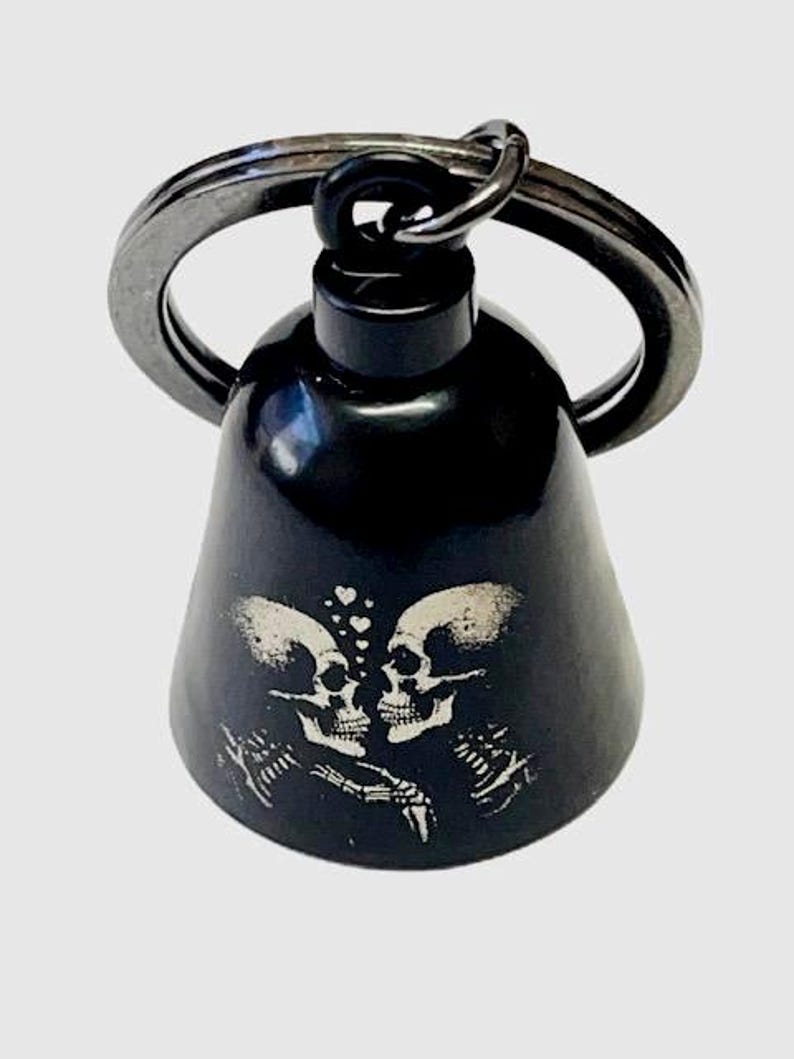Kissing Skulls Biker Bell: Engraved Gremlin Bell, Custom Wording - Etsy