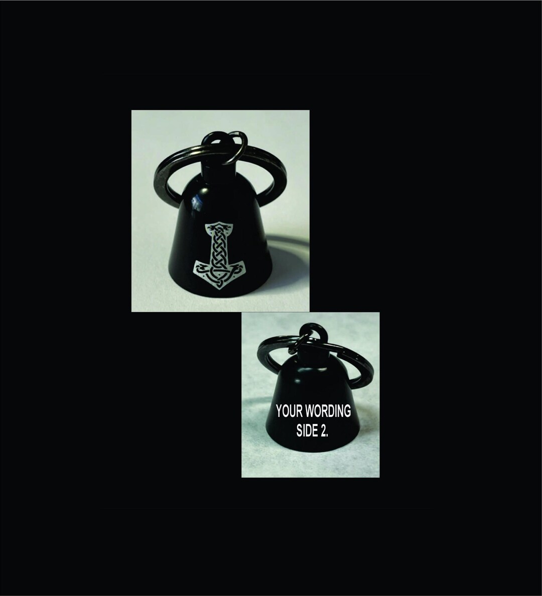 Thors Hammer Biker Bell, Gremlin Bell, Protector Bell Custom Engraved ...