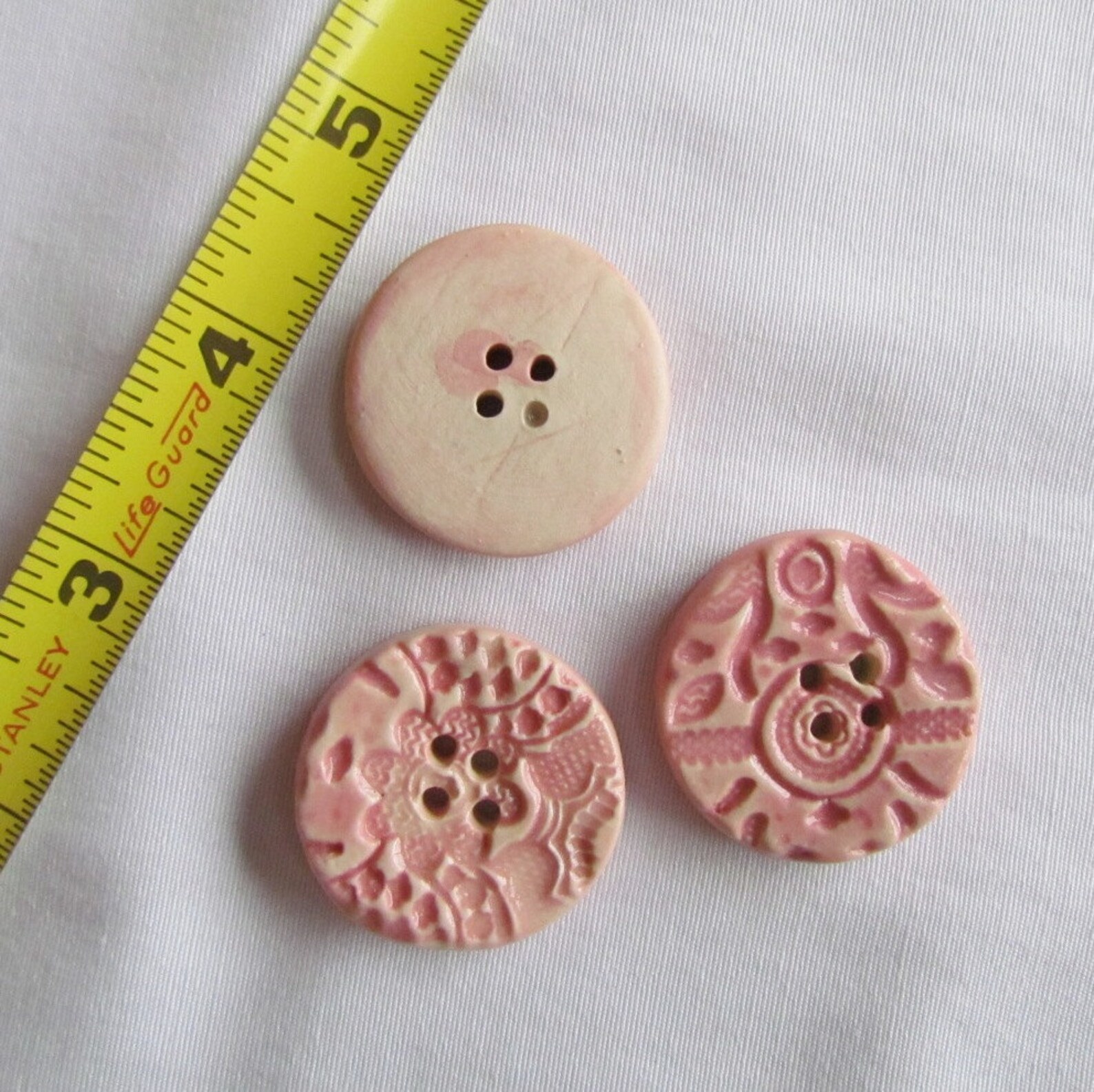 Round Pink Textured Pottery Button Set - Etsy