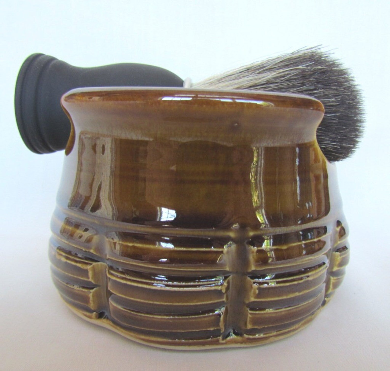 Shaving Mug, Soap, and Brush Set Amber Brown - Etsy