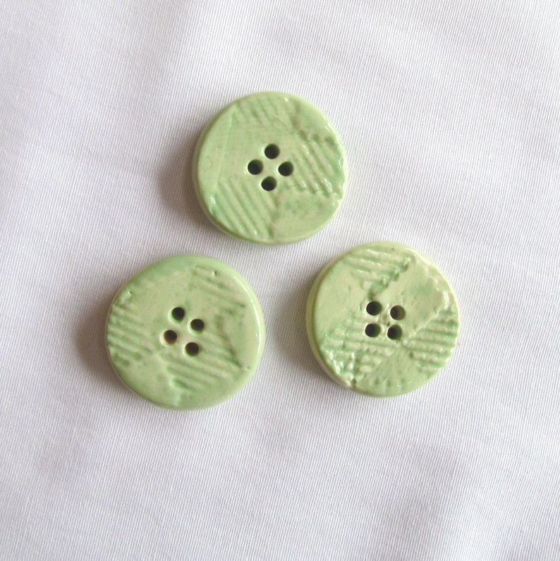 Round Light Green Textured Pottery Button Set - Etsy