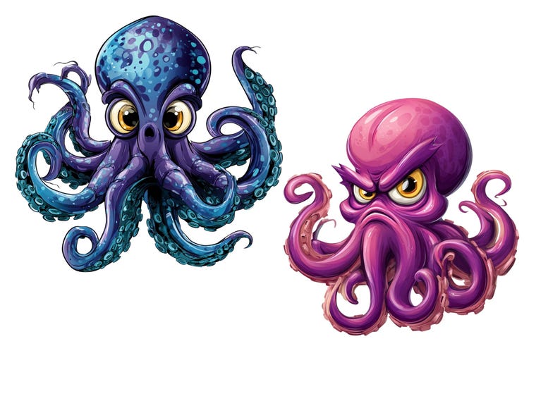 Octopus Cartoon Photos PNG, EPS - Etsy