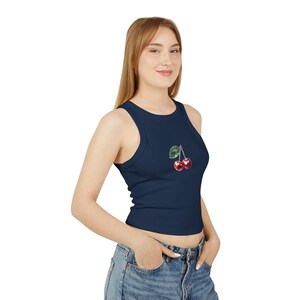 Crop Top, Cute Cherry Tank, Summer Racer Top, Women's Ribbed Tank ...