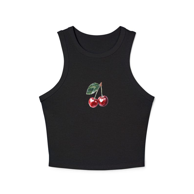 Crop Top, Cute Cherry Tank, Summer Racer Top, Women's Ribbed Tank ...