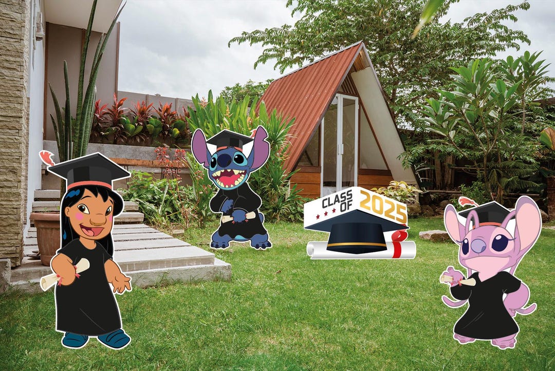 Stich/lilo/angel Graduation/yard Decoration/weather-resistant Coroplast ...