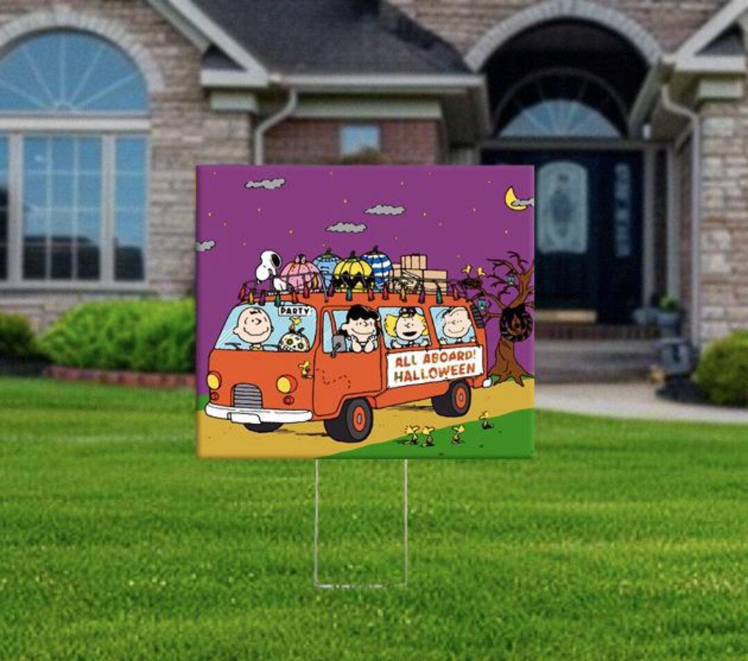 Snoopy Halloween Yard Sign Peanuts Gang Halloween Decoration Outdoor ...