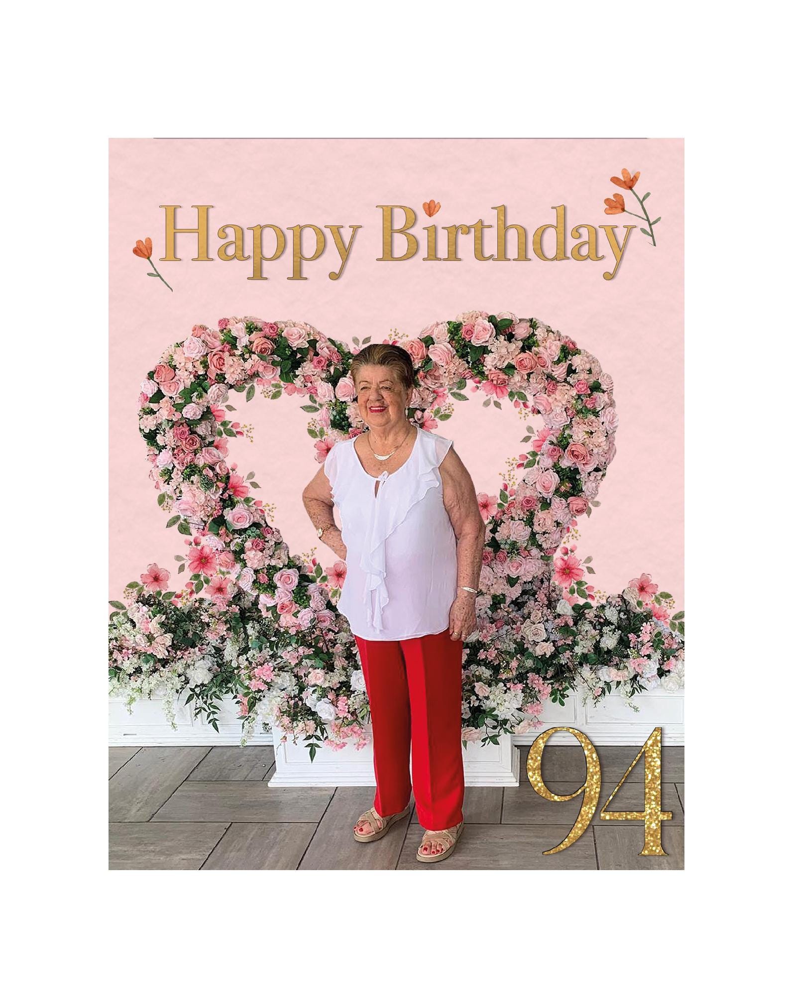 Custom Birthday Wall Art – Personalized Photo With Floral Backdrop and ...