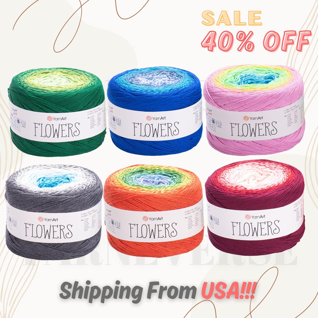 Yarnart Flowers Cake Yarn – Multicolor Cotton Blend, Fingering Weight ...