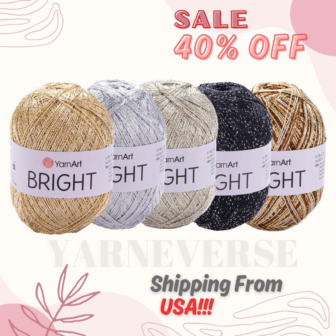YARNART BRIGHT - Glittery Knitting Yarn, 80% Polyamide, Crochet Yarn ...