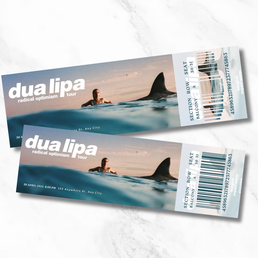 Personalized Souvenir Ticket Dua Lipa Radical Optimism Tour , Keepsake ...
