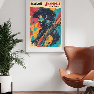 WAYLON JENNINGS Framed Concert Poster, Vintage Outlaw Country Art Print ...