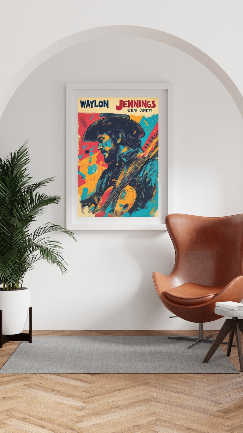 WAYLON JENNINGS Framed Concert Poster, Vintage Outlaw Country Art Print ...