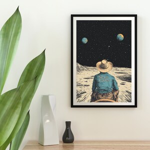 SPACE COWBOY Framed Western Poster, Western Sci-fi Decor, Retro ...