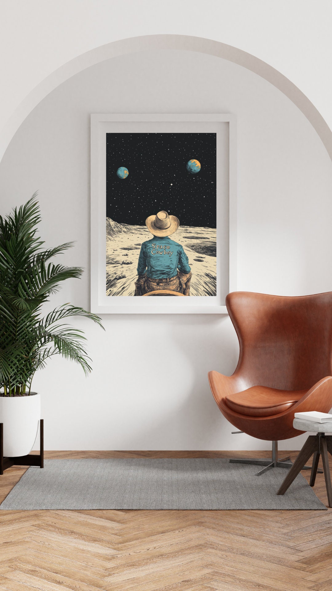 SPACE COWBOY Framed Western Poster, Western Sci-fi Decor, Retro ...
