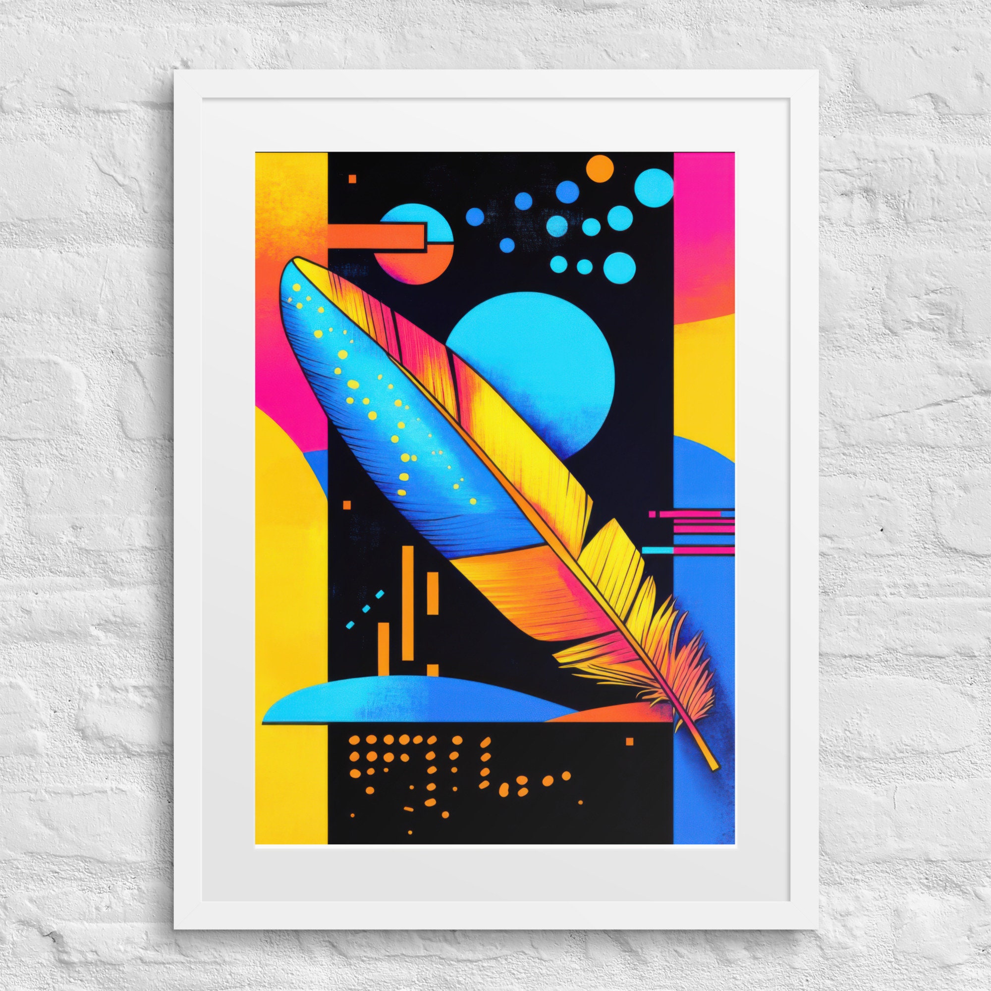 PSYCHEDELIC PLUME Feather Framed Print, Retro Western Pop Art, Vibrant ...