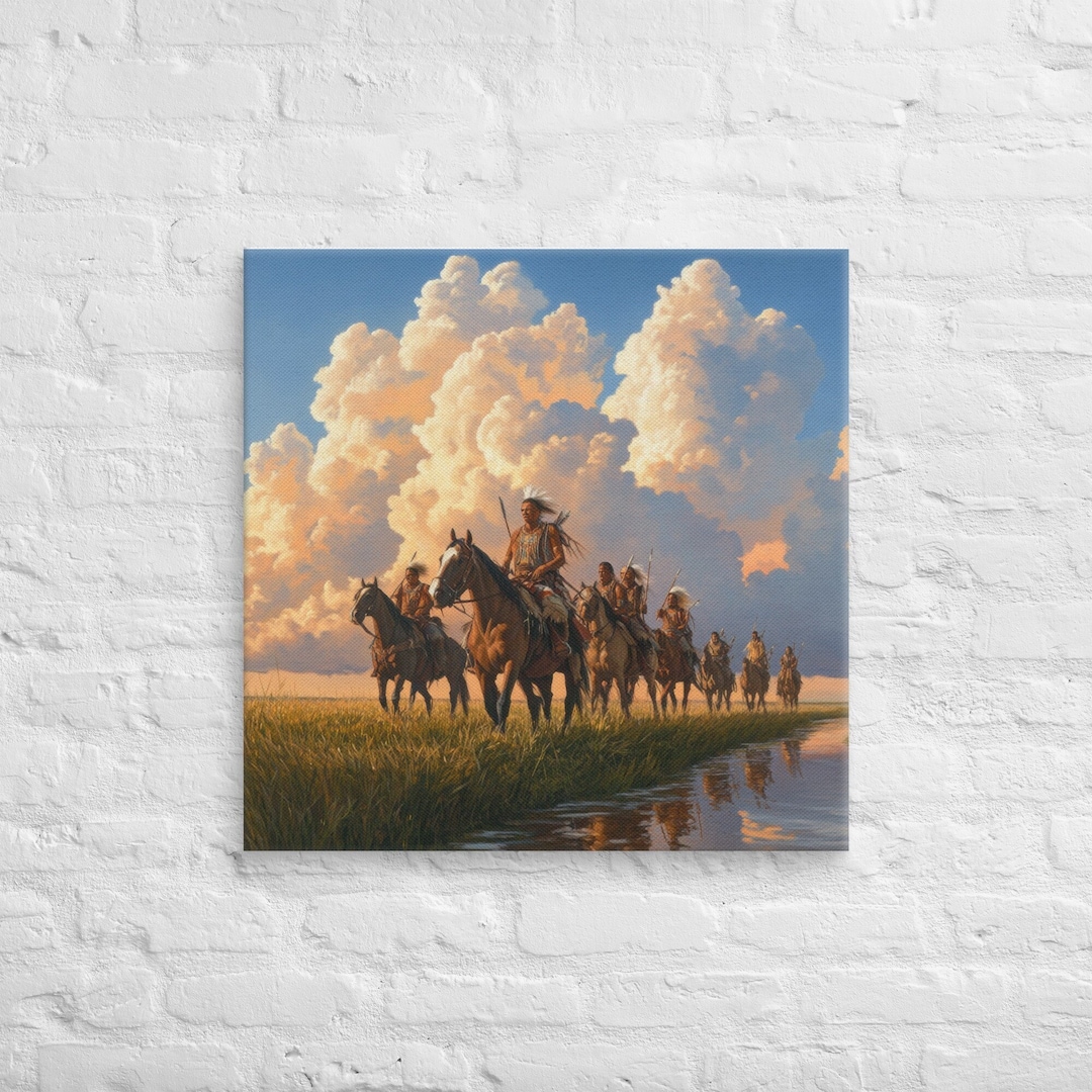 COMANCHE HORIZON Native American Art and Canvas, Vintage Western Art ...