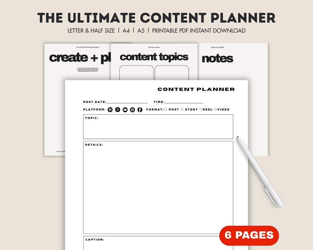 The Ultimate Content Planner Digital Planner Download Printable Content ...