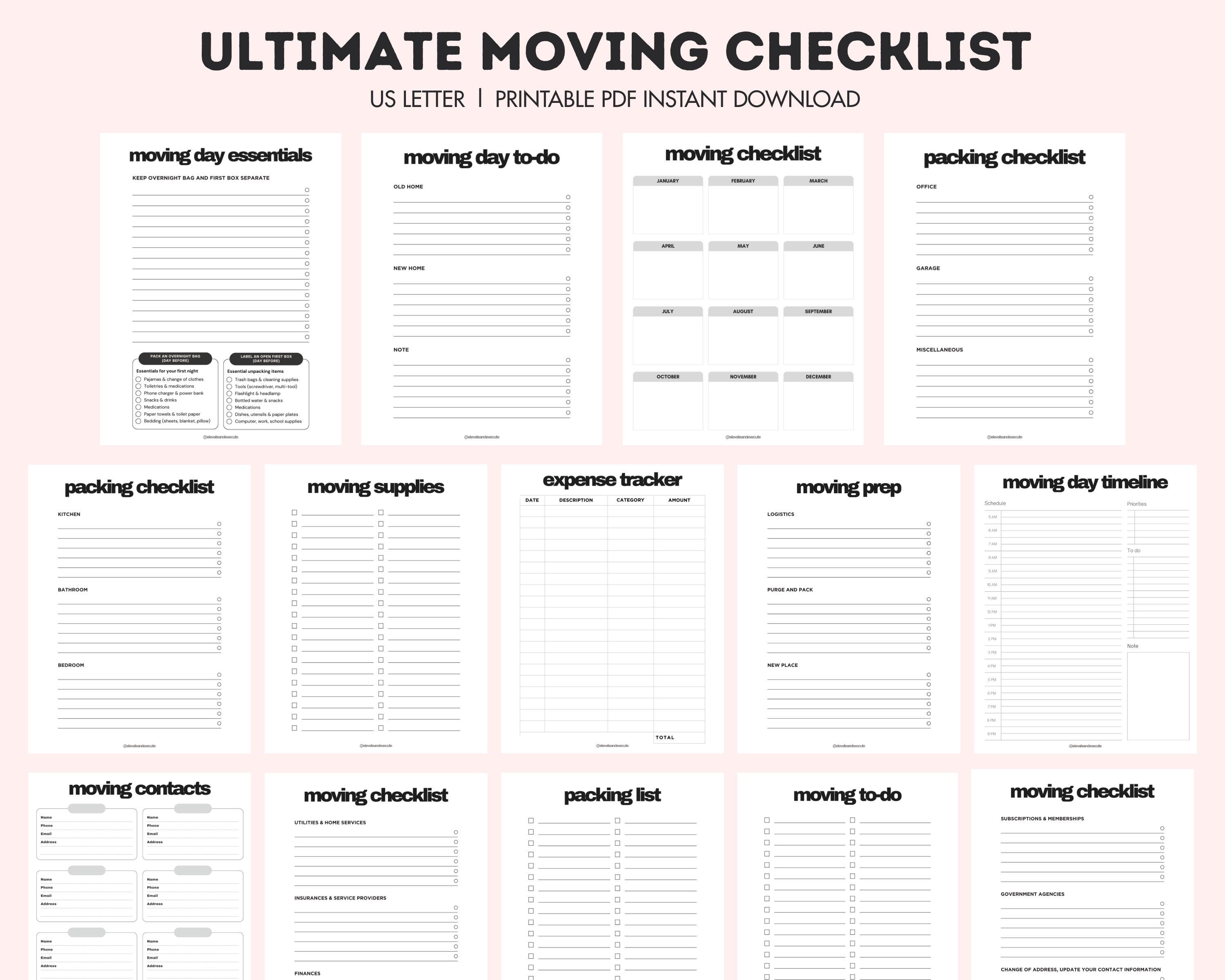 Ultimate Moving Checklist – Printable PDF for a Stress-free Move Moving ...