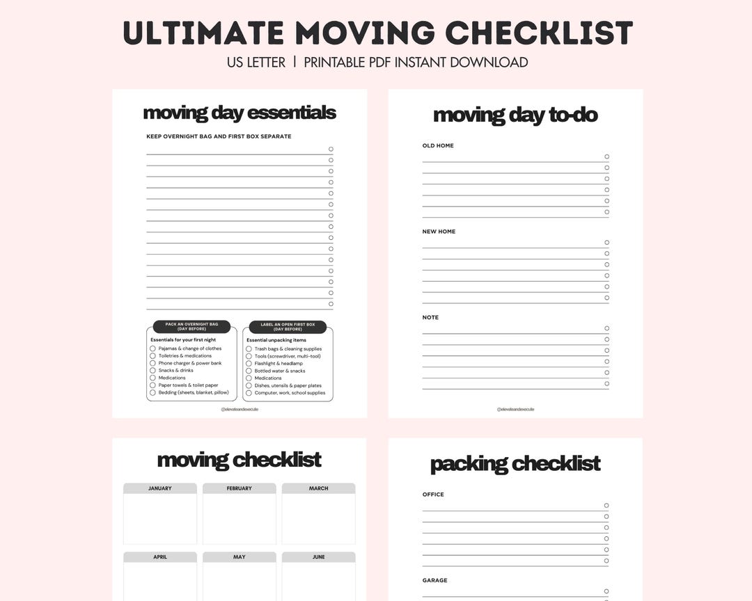 Ultimate Moving Checklist – Printable PDF for a Stress-free Move Moving ...