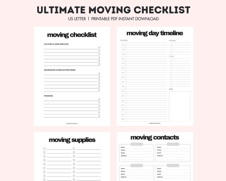 Ultimate Moving Checklist – Printable PDF for a Stress-free Move Moving ...