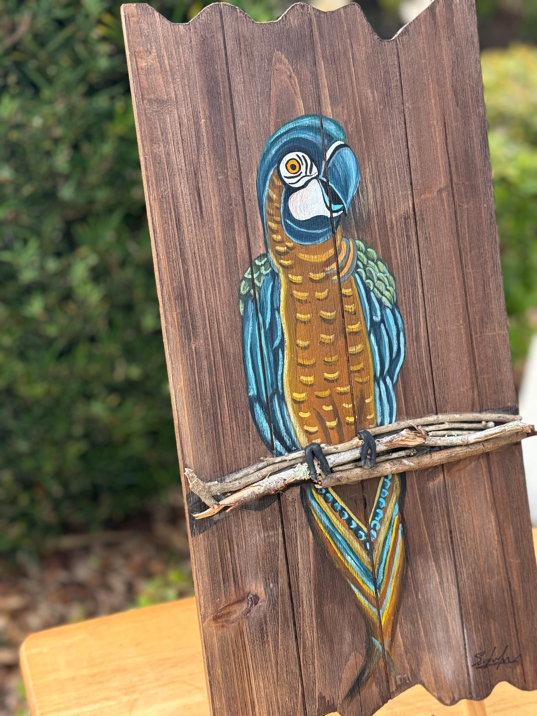 Original Hand Painted Wood Slice | Parrots | Unique Parrot , Birds ...