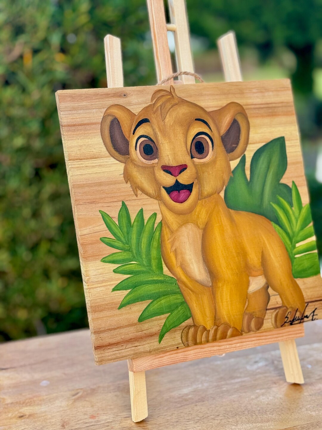 Original Hand Painted Wood Slice | Mufasa | , Kids ,kids Bedroom, Wood ...