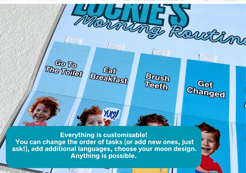 Personalised Morning Routine Flip Chart for Kids — Aqua - Etsy