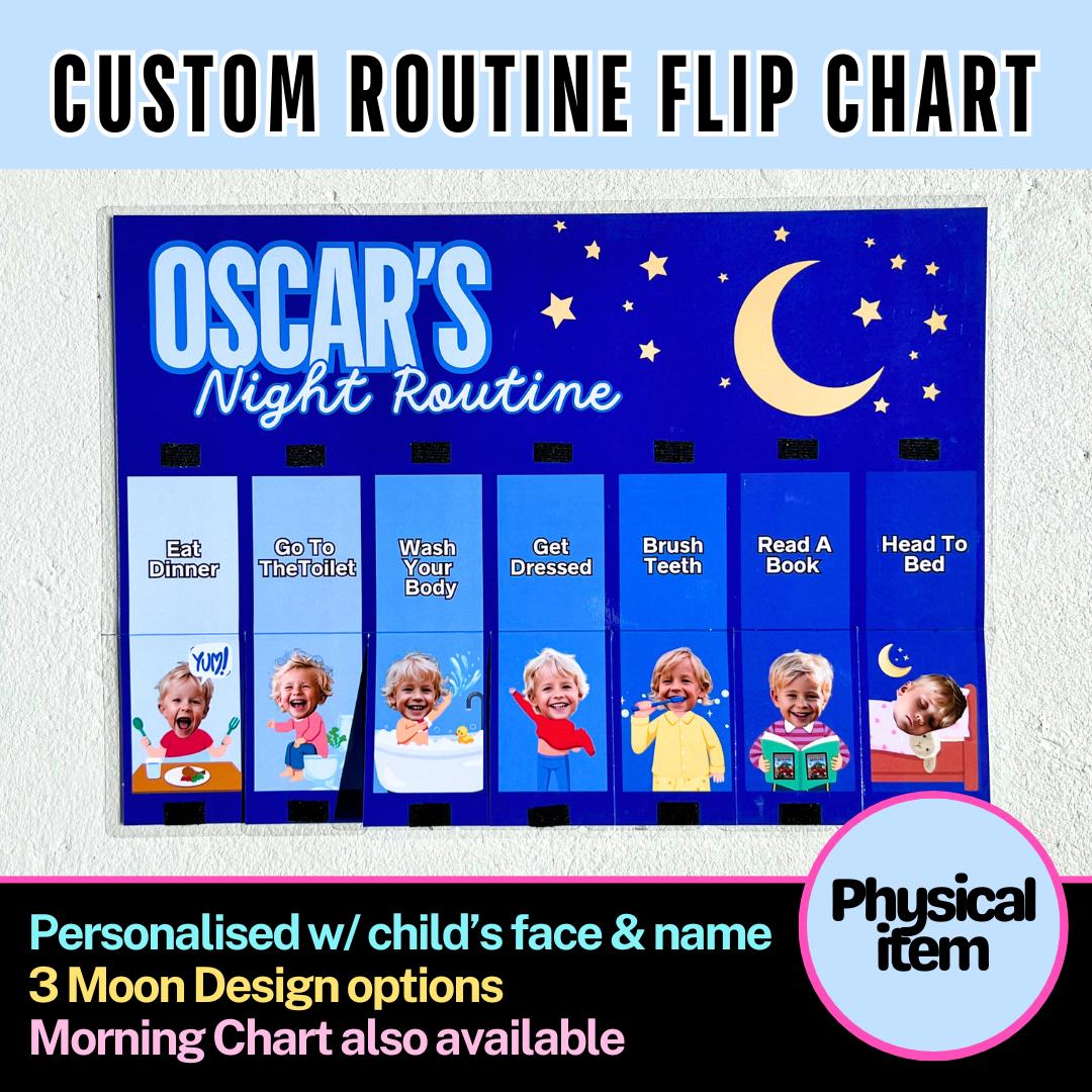 Personalised Bedtime Routine Flip Chart for Kids Blue - Etsy