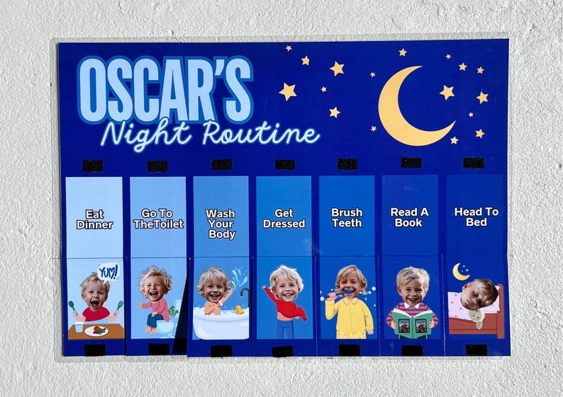 Personalised Bedtime Routine Flip Chart for Kids Blue - Etsy