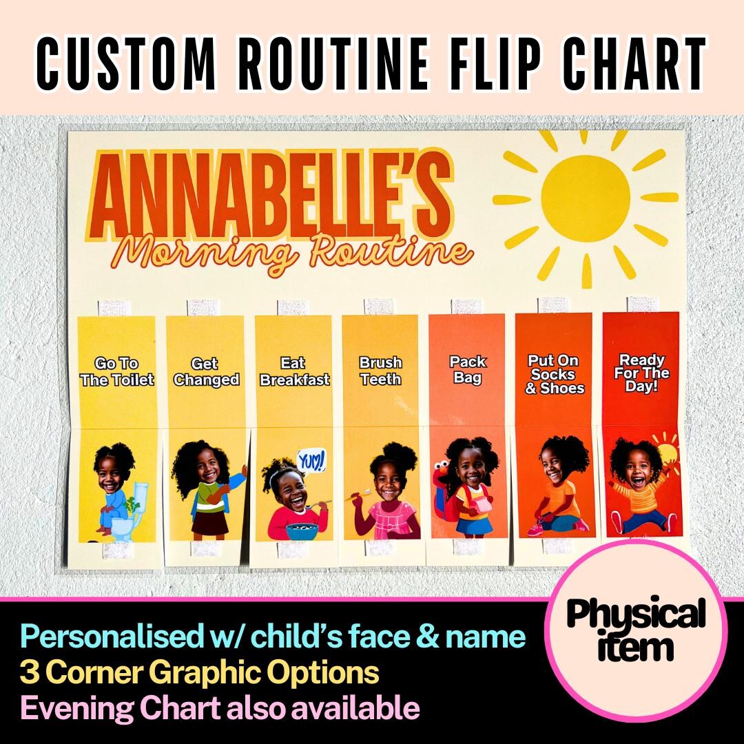 Personalised Morning Routine Flip Chart for Kids — Yellow - Etsy