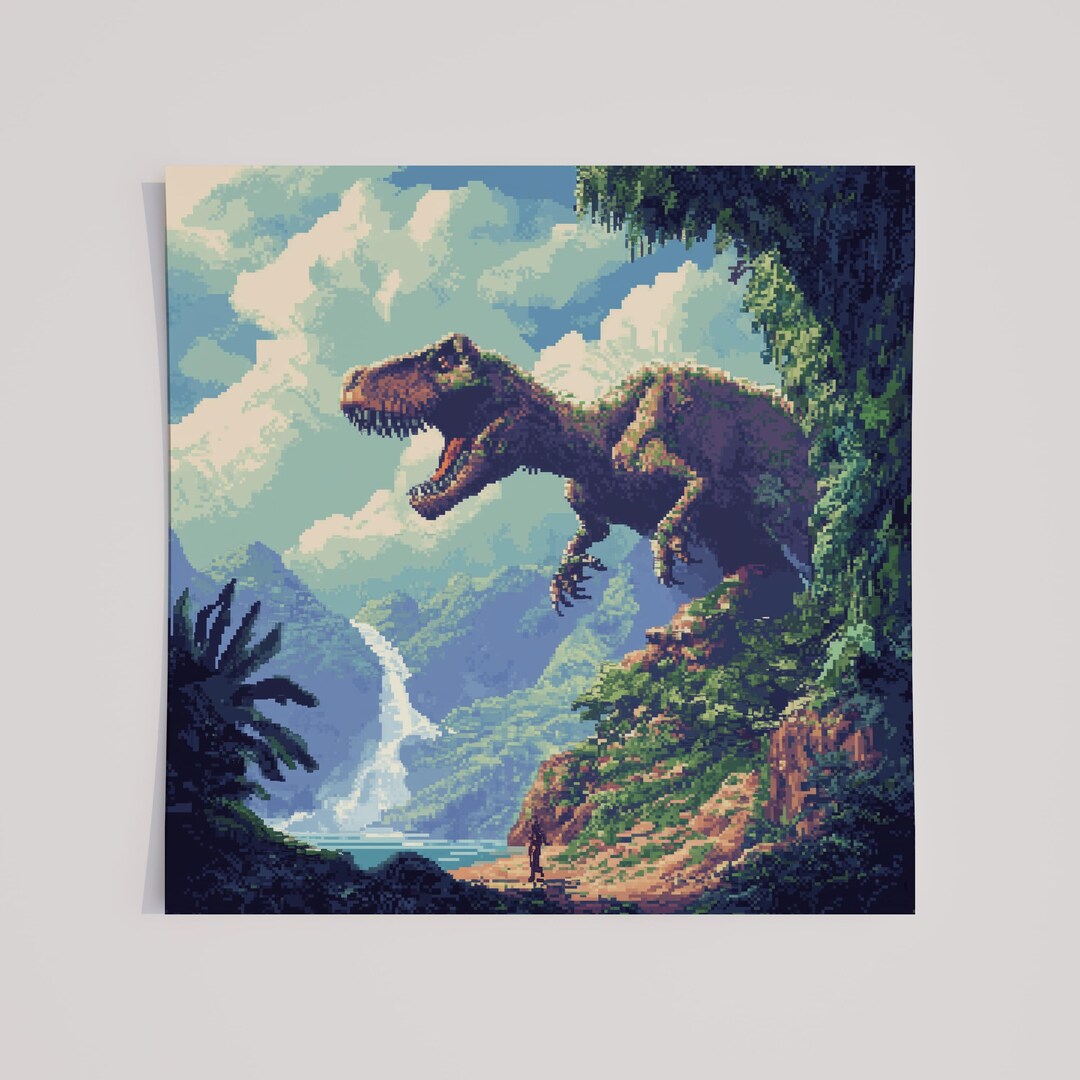 Retro Pixel Art T-rex I Matte Paper Poster - Etsy