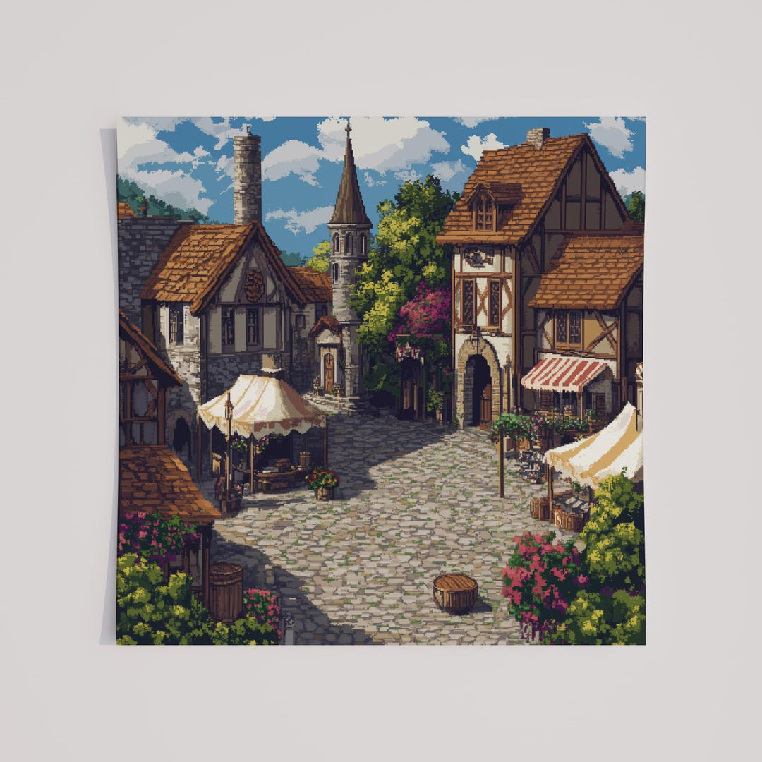 Pixel Art Medieval Town I Matte Paper Poster - Etsy