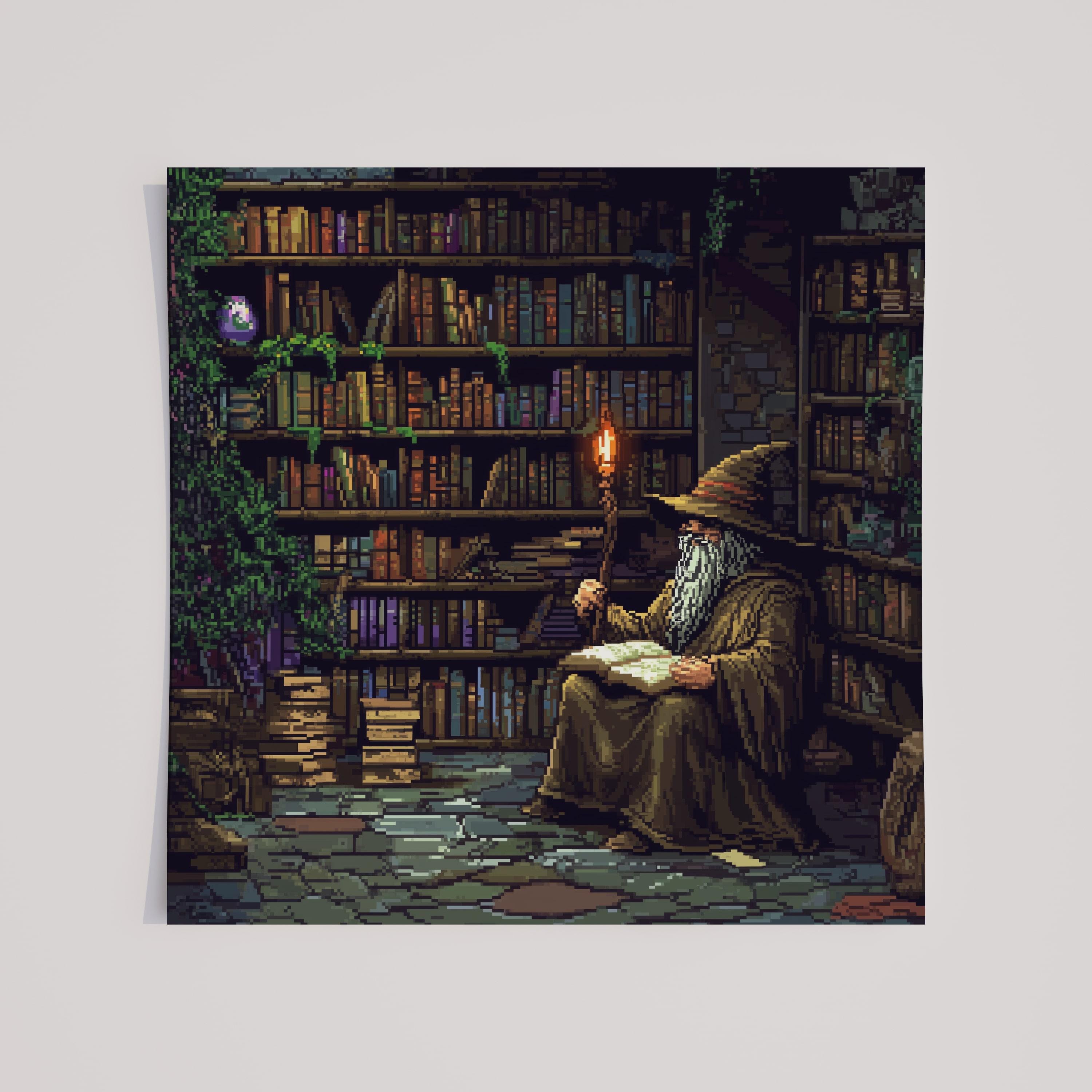 8 Bit Pixel Art A Wizards Library I Matte Paper Poster - Etsy