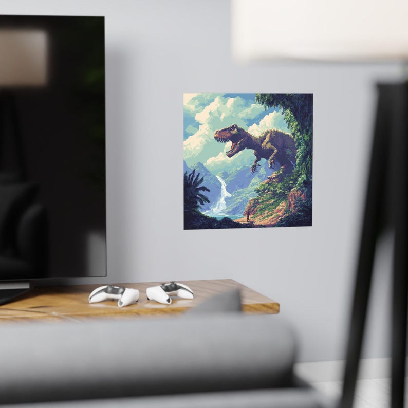 Retro Pixel Art T-rex I Matte Paper Poster - Etsy