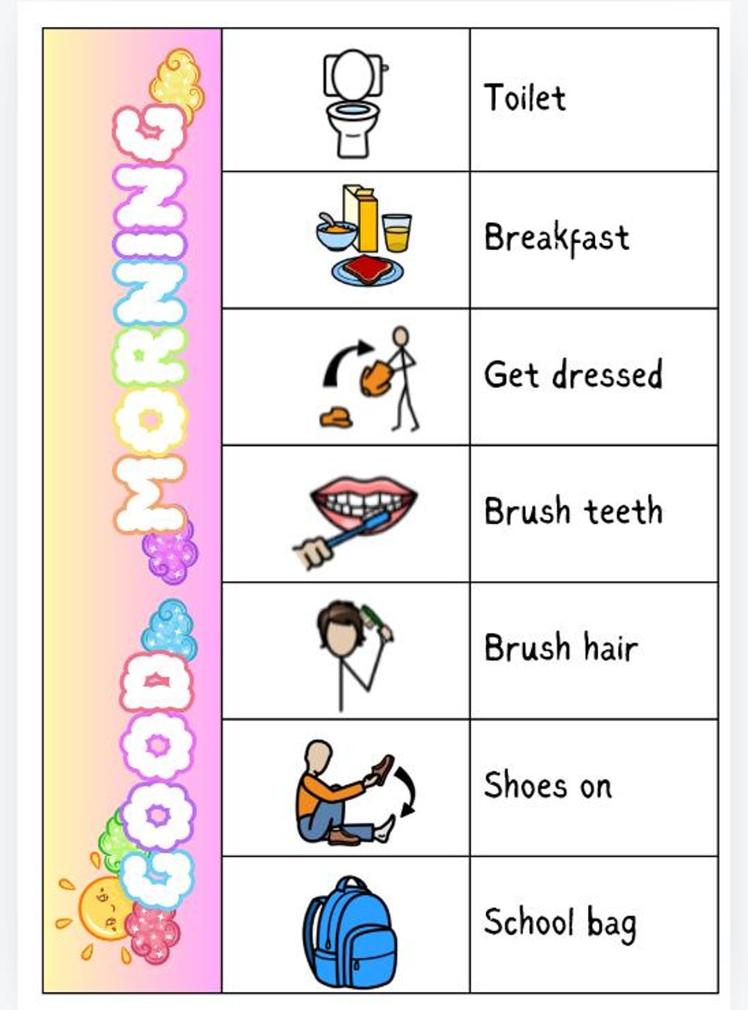 Morning/ Evening Visual Schedule - Personalised - Etsy