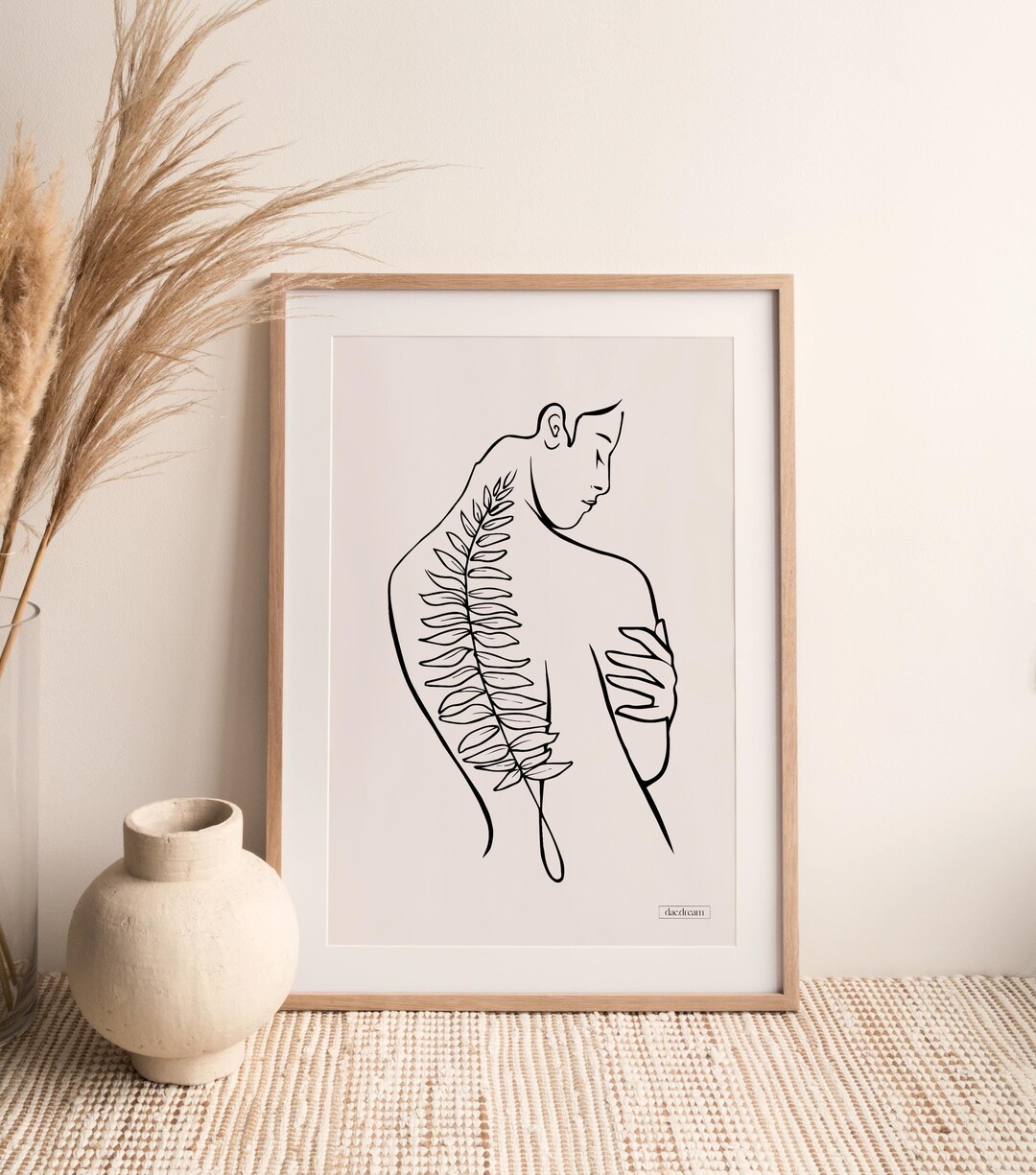 12x18 Minimalist Divine Feminine Fern Wallart, Beachy Prints, Line Art ...