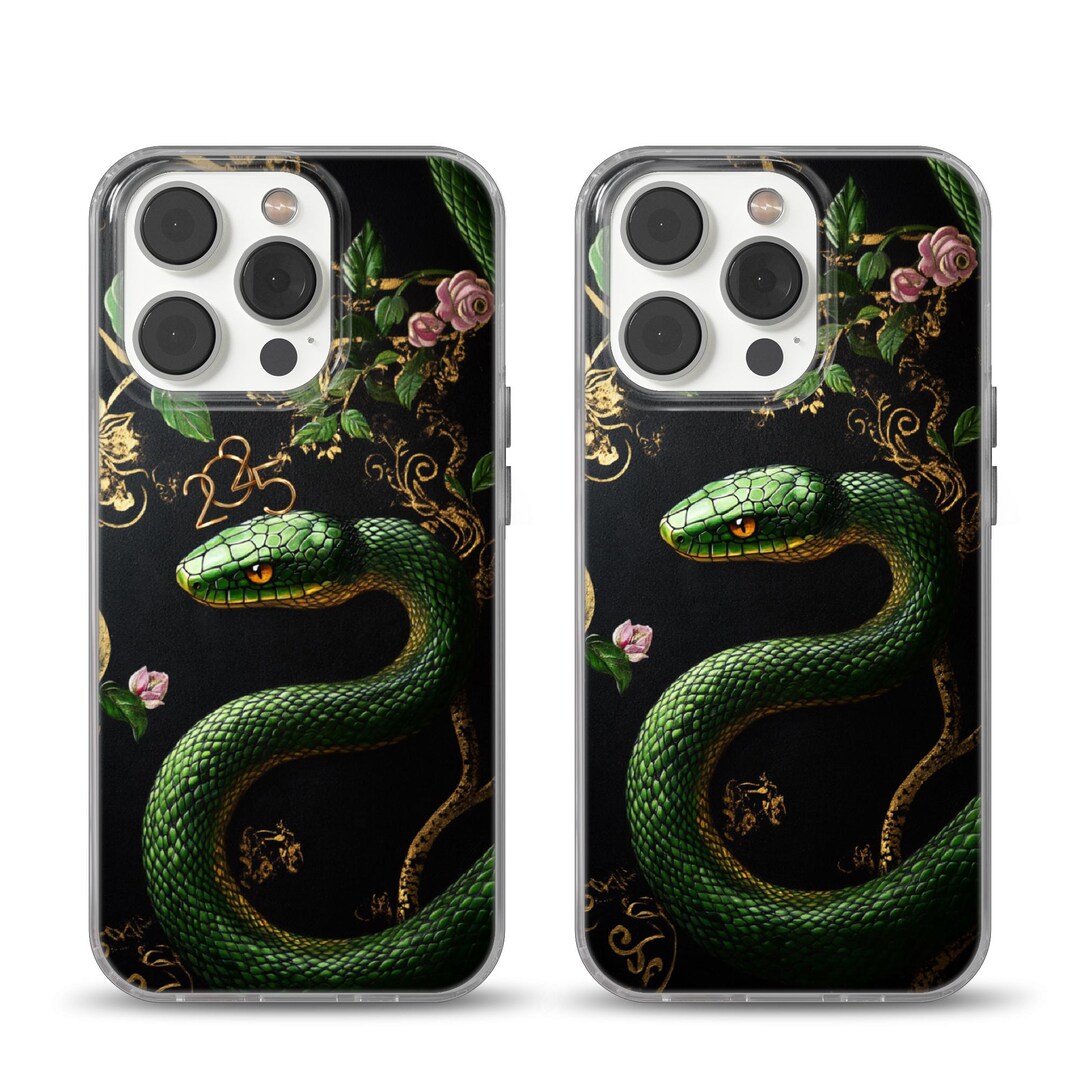 Green Snake Phone Case: Elegant Floral Design, Slim TPU Cover - Etsy