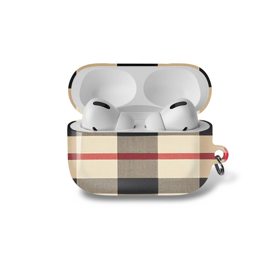 Beige Color AirPod Case Checkered Fabric Cover Fits Airpods Pro, Pro 2 ...