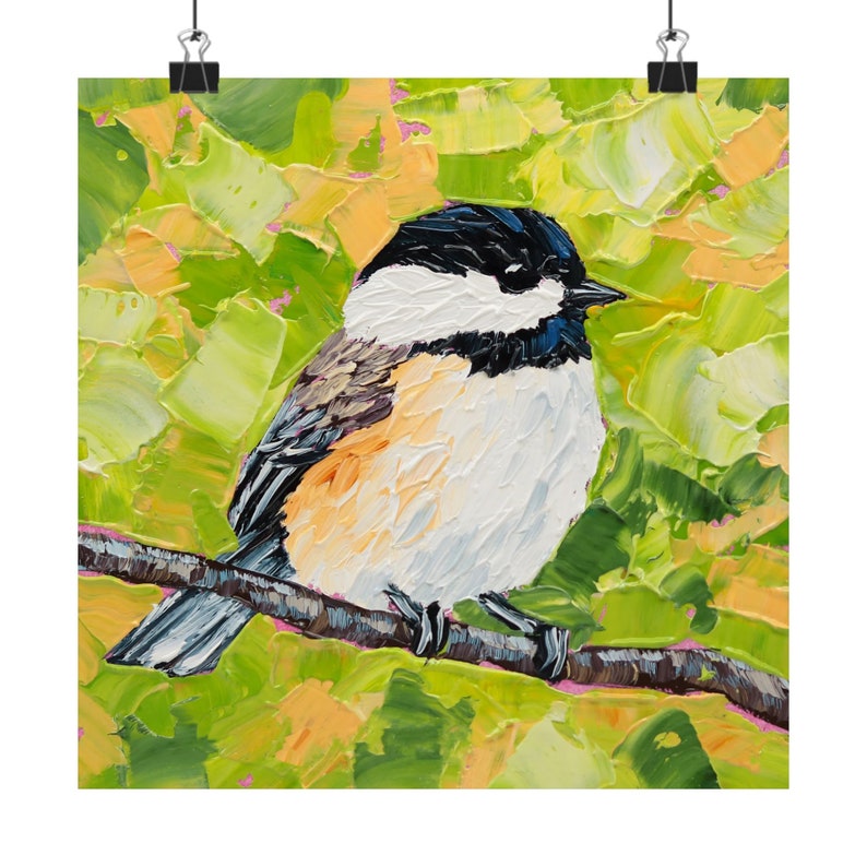 Black Capped Chickadee Bird Fine Art Print - Square Canvas Print ...