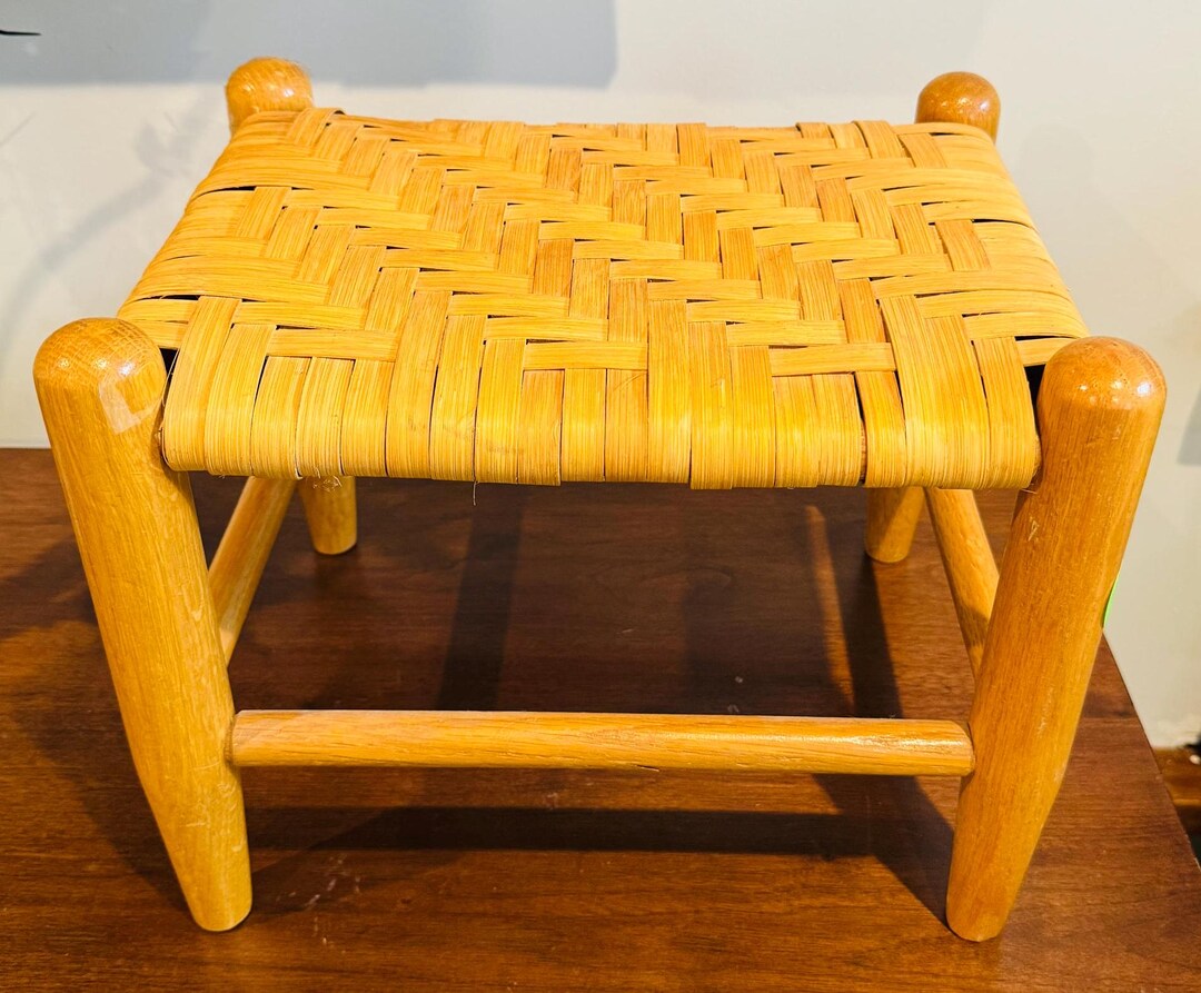 Vintage Farmhouse Style Woven Footstool - Etsy