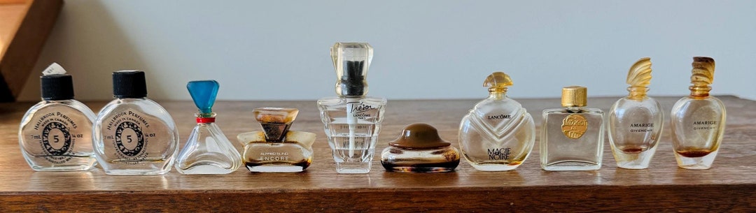 10 Piece Vintage Mini Perfume Bottle Lot Featuring Lancome, Givenchy ...