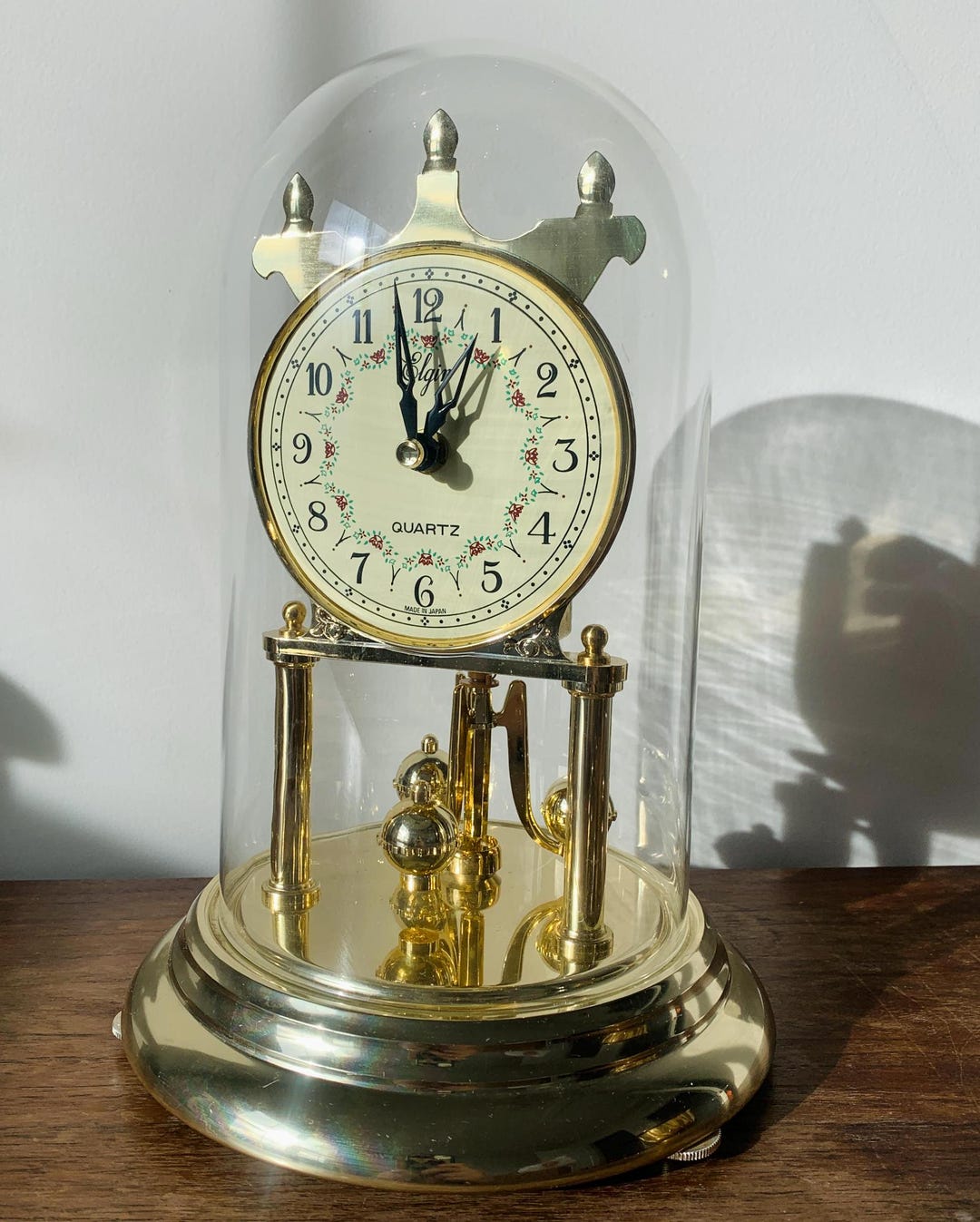 11 Elgin Quartz Clock With Glass Dome, Made in Japan - Etsy