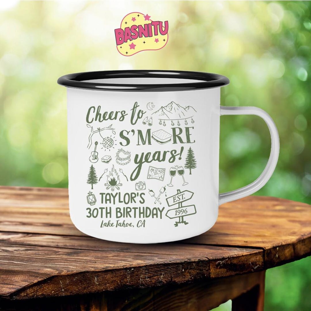 Cheers to S'more Years Birthday Mug, Camping Birthday Mug, Enamel Camp ...