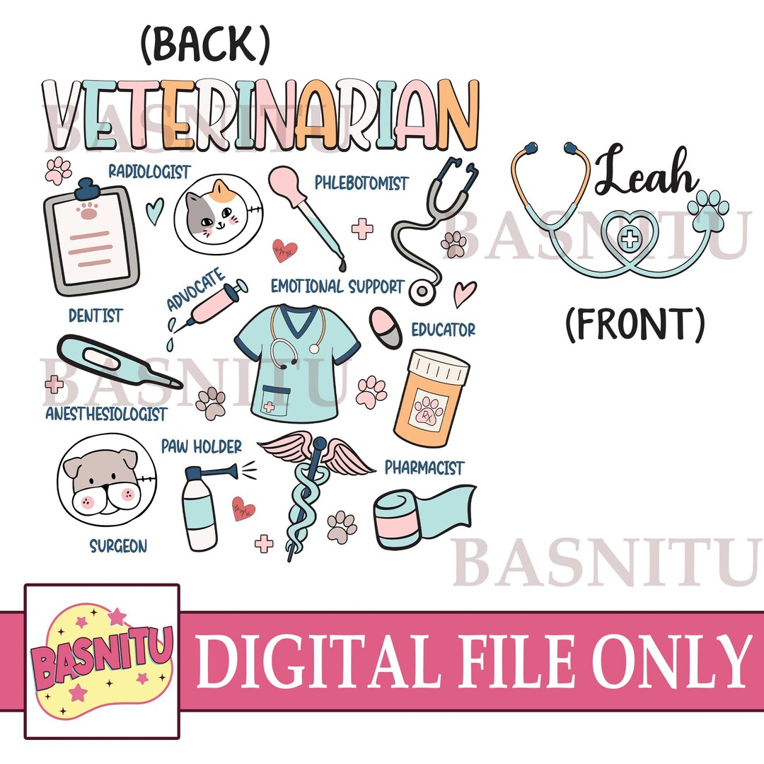 Veterinarian Digital Png File for Shirt, Personalized Veterinarian Png ...