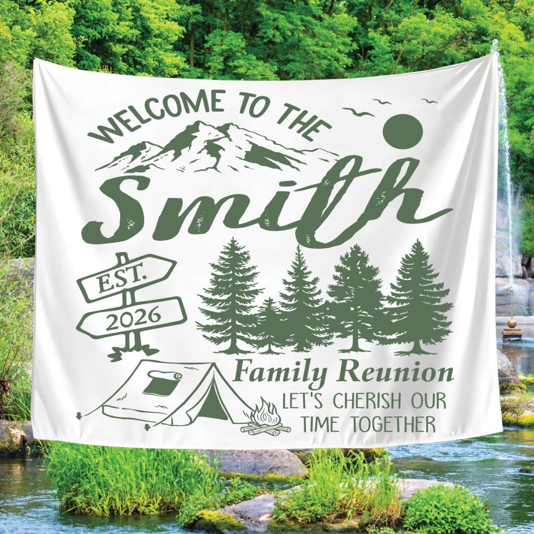 Custom Camping Family Reunion Tapestry, Family Camping Sign, Family ...