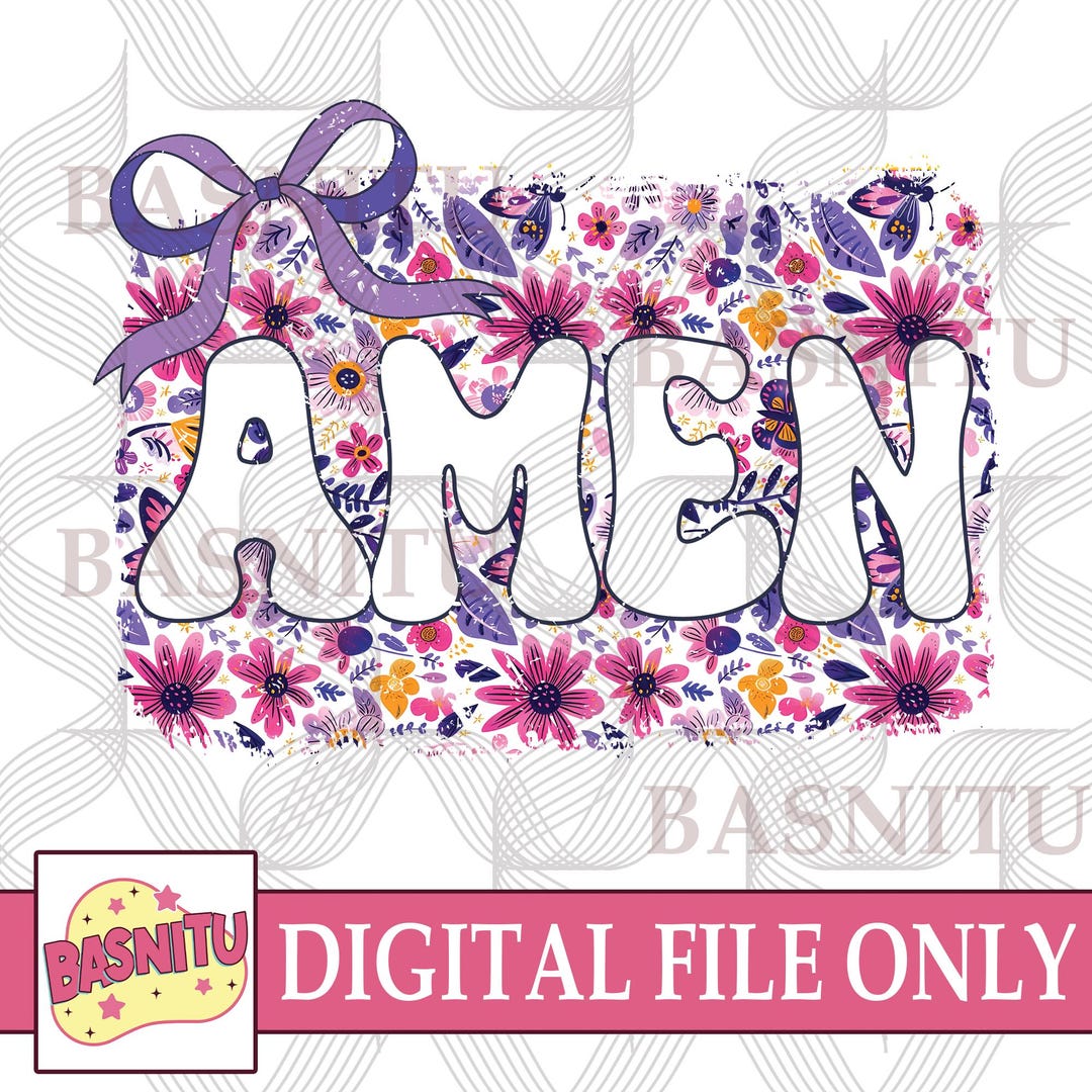 Coquette Amen Bow Digital Png File for Shirt, Floral Easter Christian ...